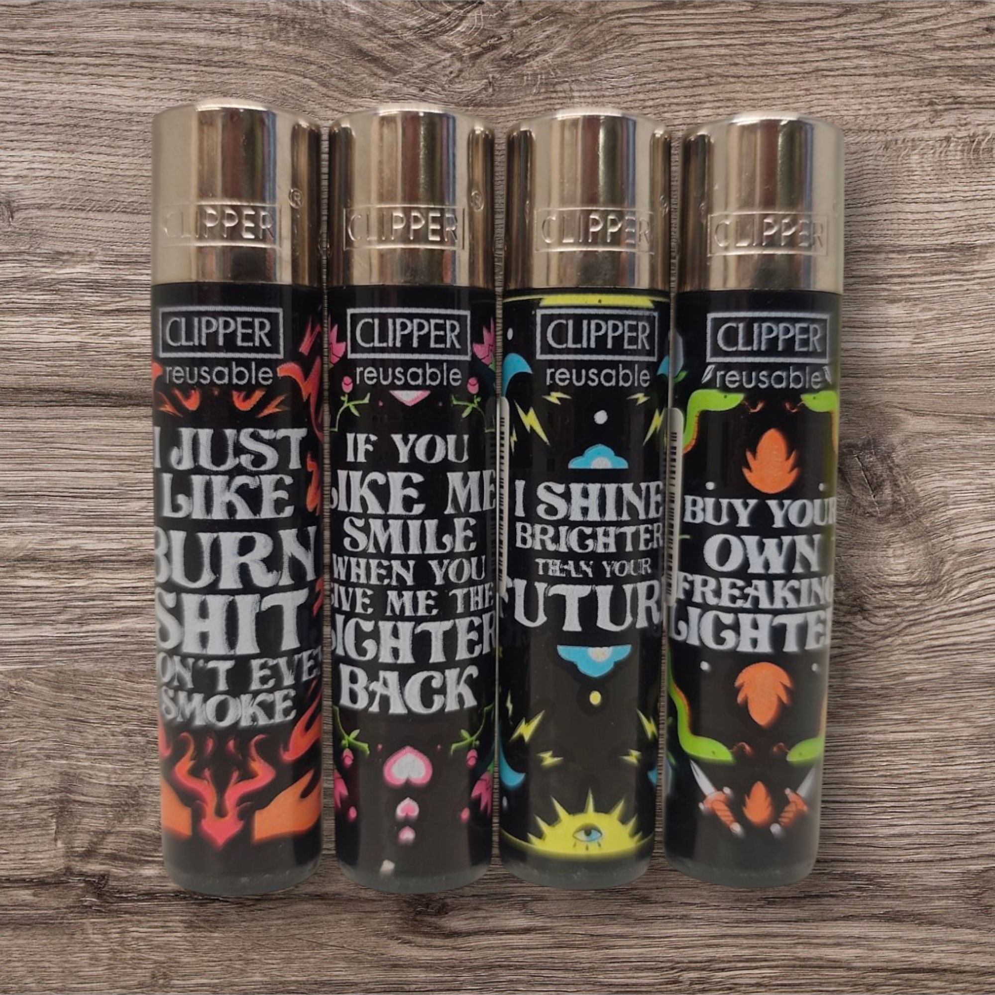 Clipper Large 4er Set - Fire Words - – Clipper-Headshop